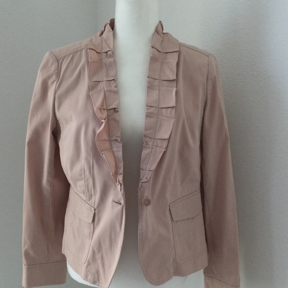 Talbots Tan Blazer With Ruffle Detail - Gem